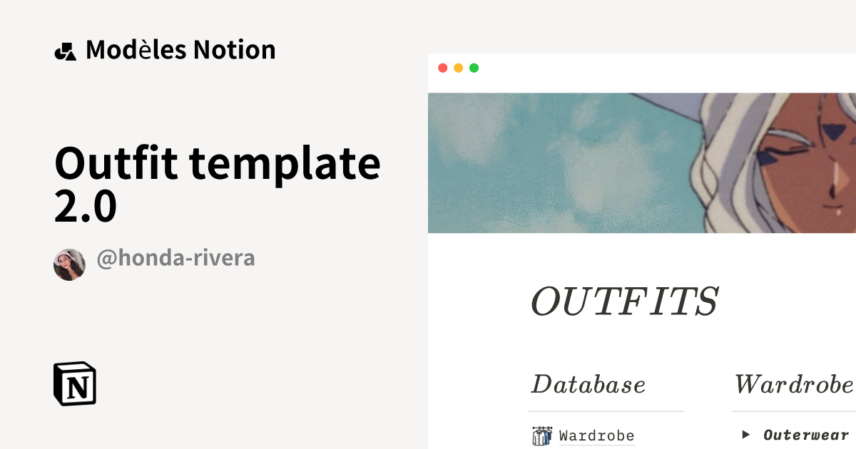 Modèle Outfit template 2.0 | Marketplace Notion