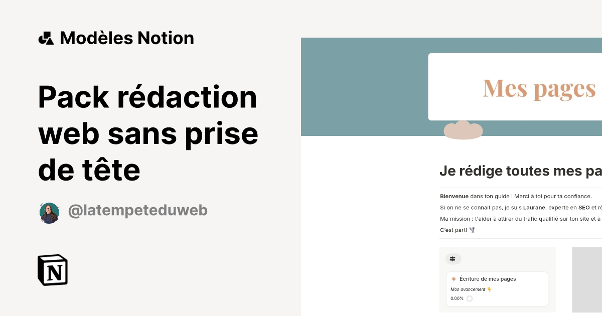 Pack rédaction web sans prise de tête | Modèle créé par Laurane AUGUSTIN - La Tempête du Web ...