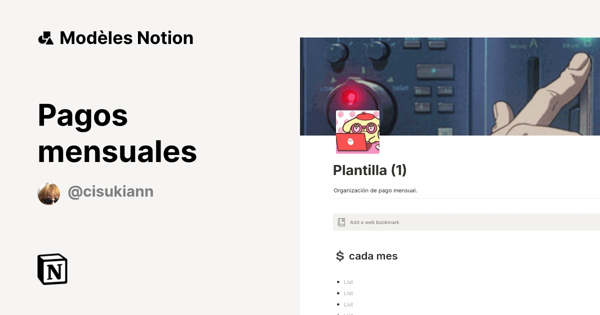 Pagos mensuales | Modèle créé par Ann. | Marketplace Notion