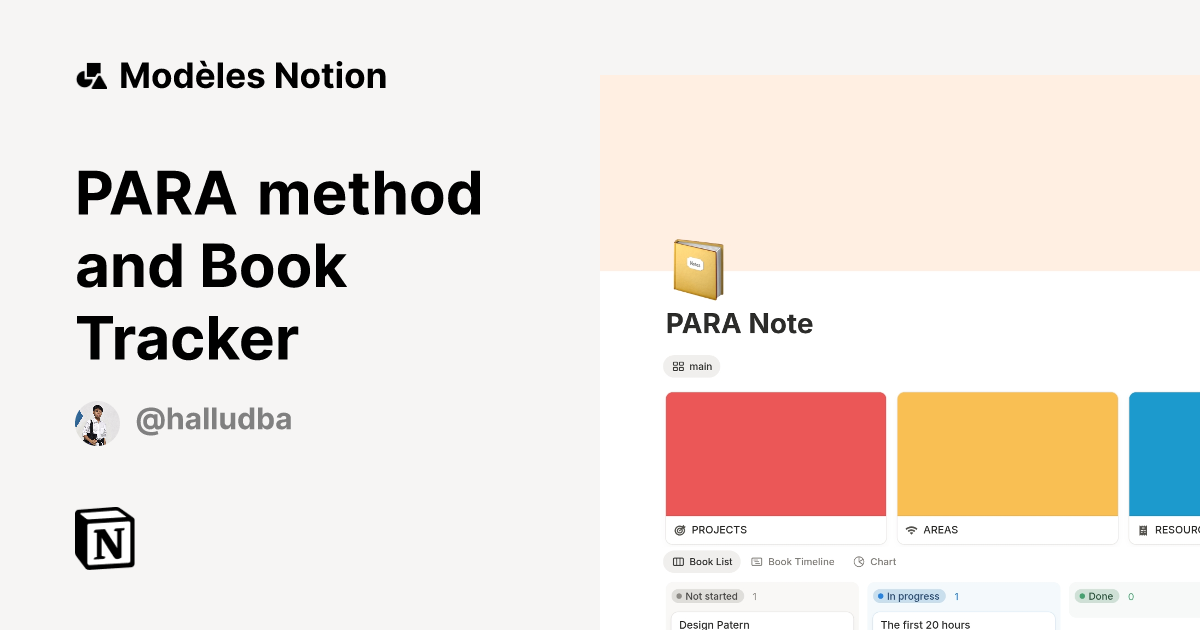 Modèle PARA method and Book Tracker | Marketplace Notion