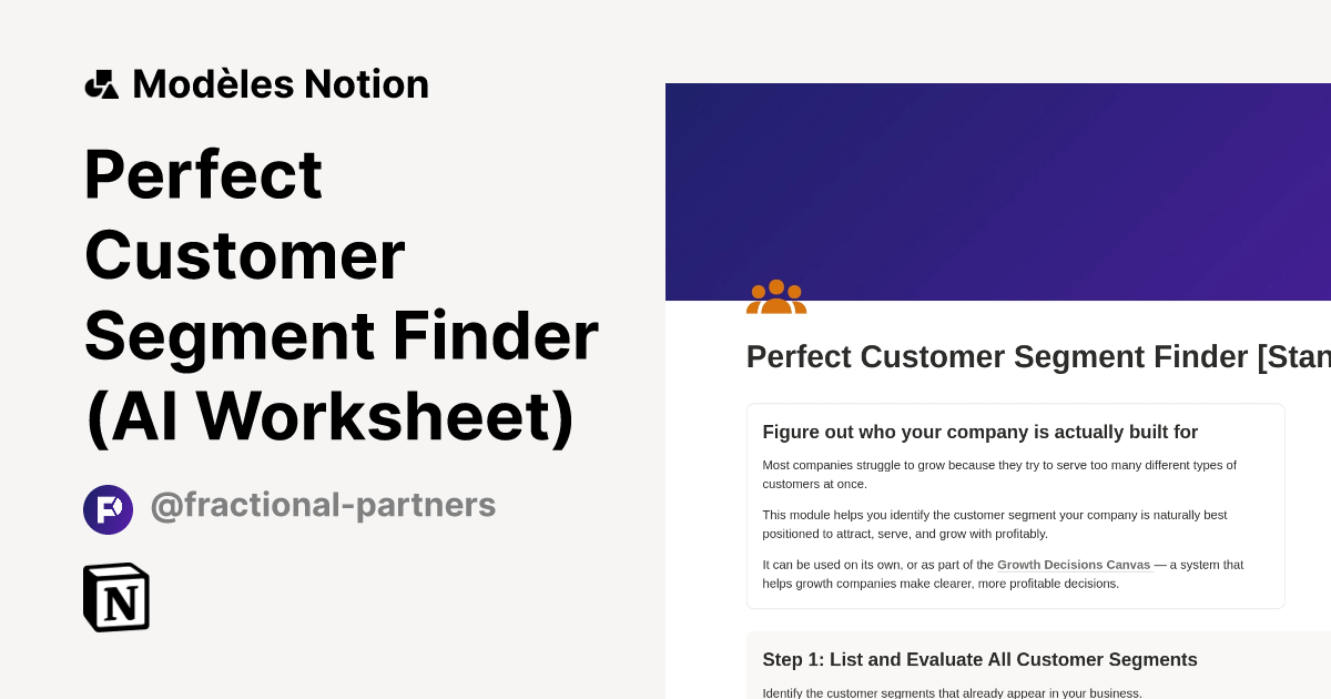 Modèle Perfect Customer Segment Finder | Marketplace Notion