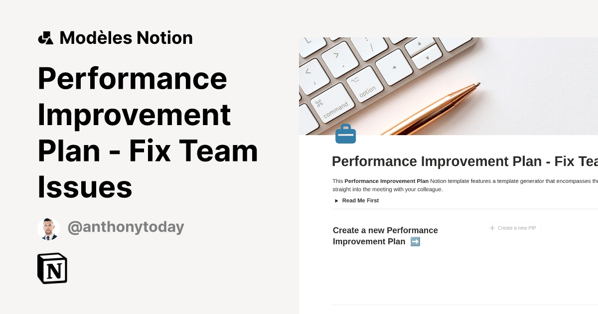 Modèle Performance Improvement Plan - Fix Team Issues | Marketplace Notion