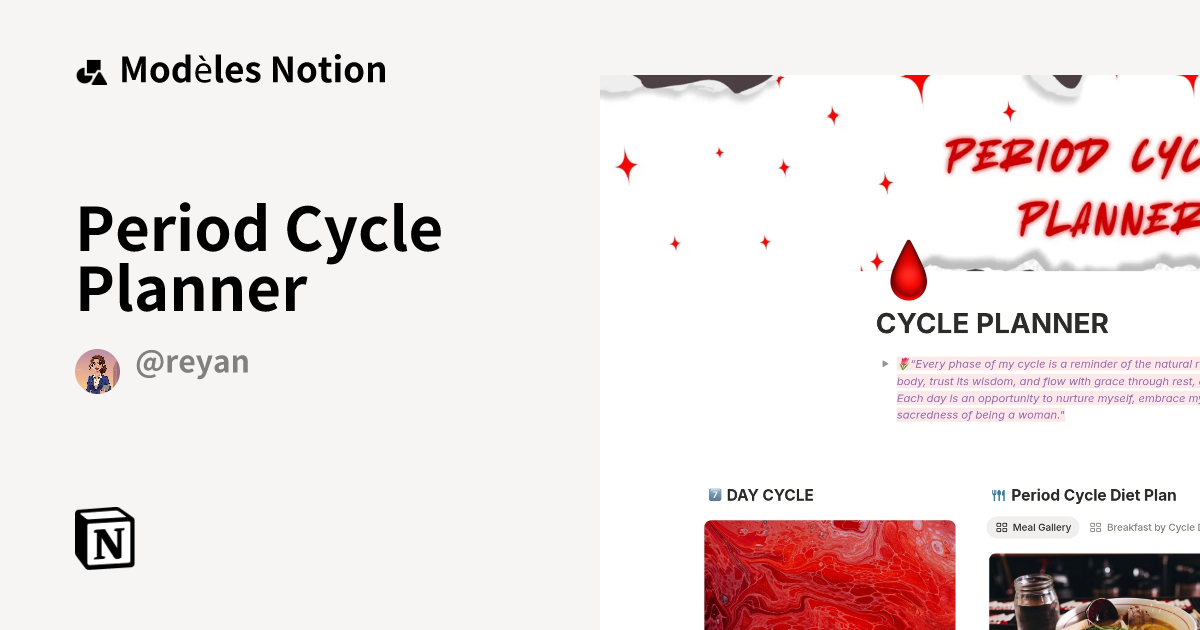 Period Cycle Planner | Modèle créé par Productive Hub templates ...