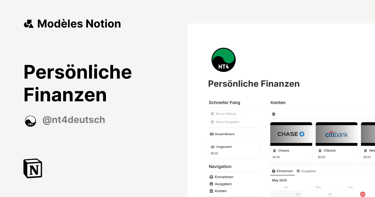 Modèle Persönliche Finanzen | Marketplace Notion