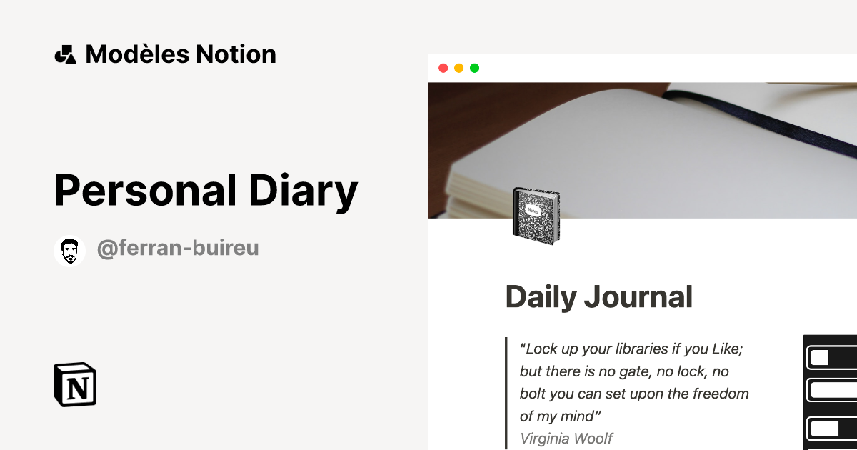 Modèle Personal Diary | Marketplace Notion