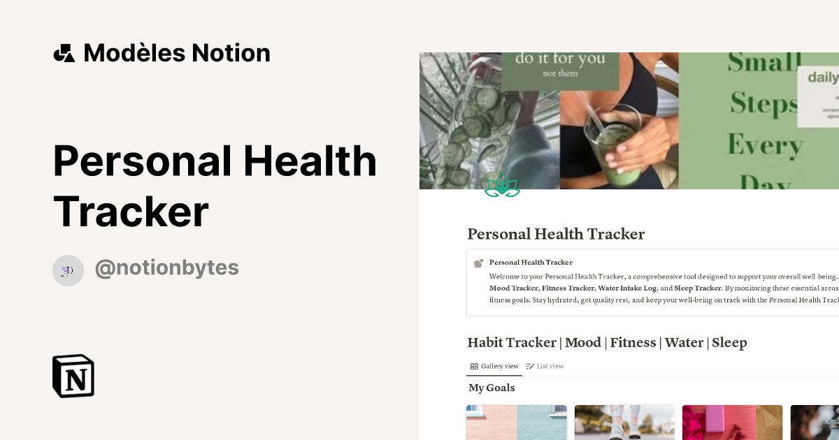 Modèle Personal Health Tracker | Marketplace Notion