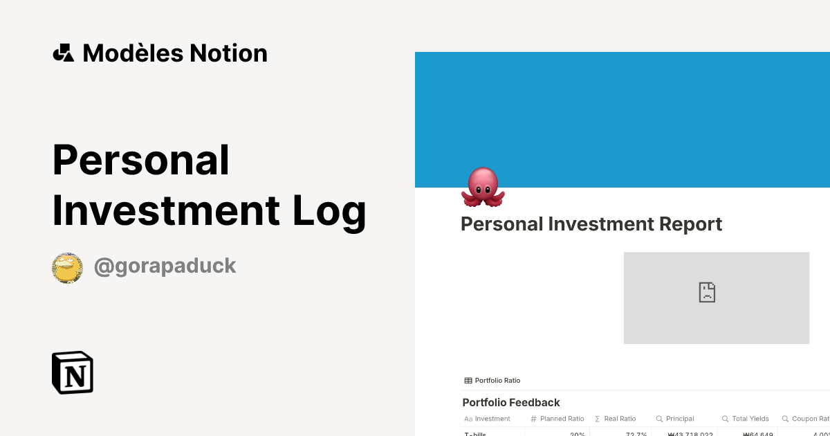 Modèle Personal Investment Log | Marketplace Notion