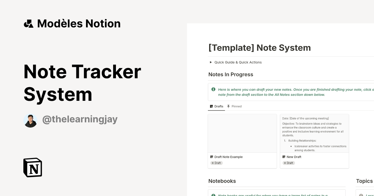 Modèle Note Tracker System | Marketplace Notion