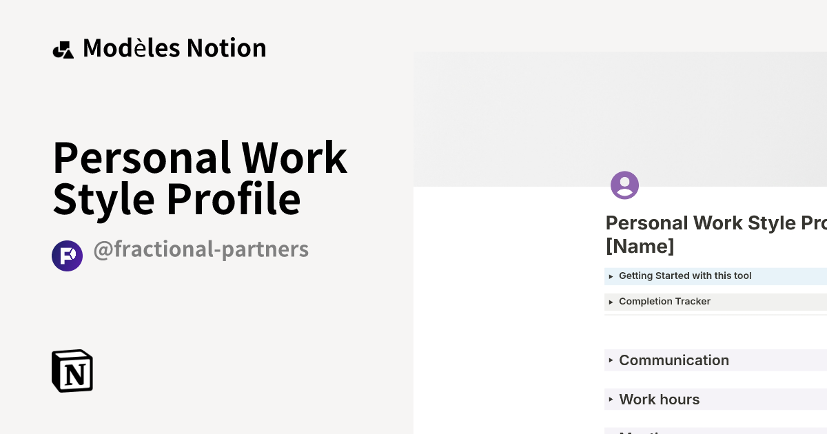 Personal Work Style Profile | Modèle créé par Fractional Partners ...