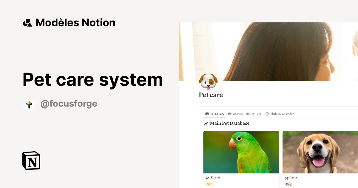 Modèle Pet care system | Marketplace Notion