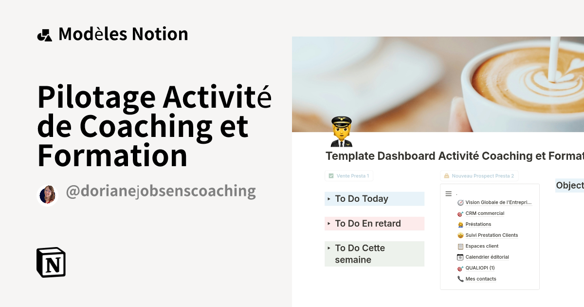 Pilotage Activité de Coaching et Formation | Modèle créé par Doriane de Job Sens Coaching ...