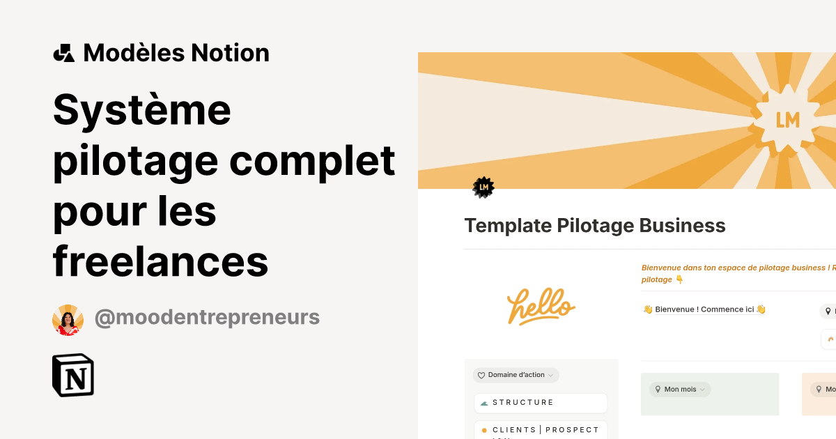 Modèle Système pilotage complet pour les freelances | Marketplace Notion