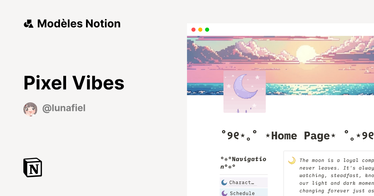 Modèle Pixel Vibes | Marketplace Notion
