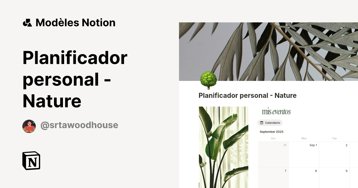 Planificador personal - Nature | Modèle créé par Srta. Woodhouse ...
