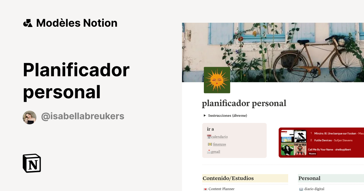 Modèle Planificardor personal | Marketplace Notion
