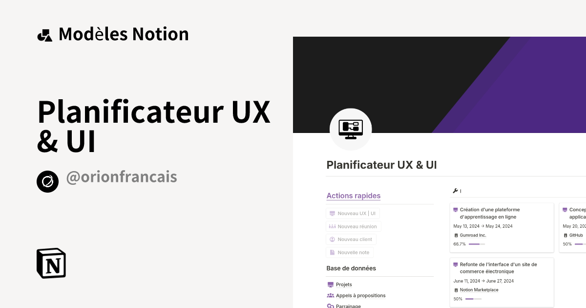 Planificateur UX & UI | Modèle créé par Orion | Français | Marketplace ... Planificateur UX & UI | Modèle créé par Orion | Français | Marketplace ...