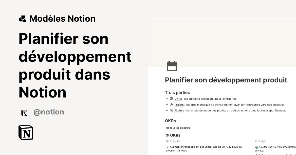 Planifier son développement produit dans Notion | Modèle créé par ...