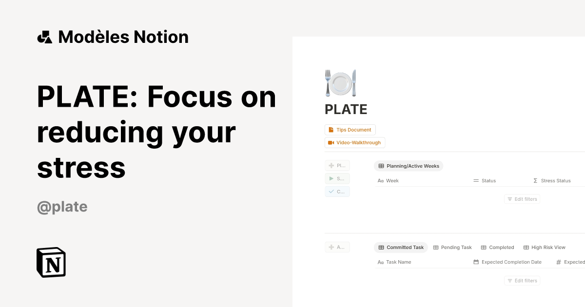 PLATE: Focus on reducing your stress | Modèle créé par PLATE: System ...