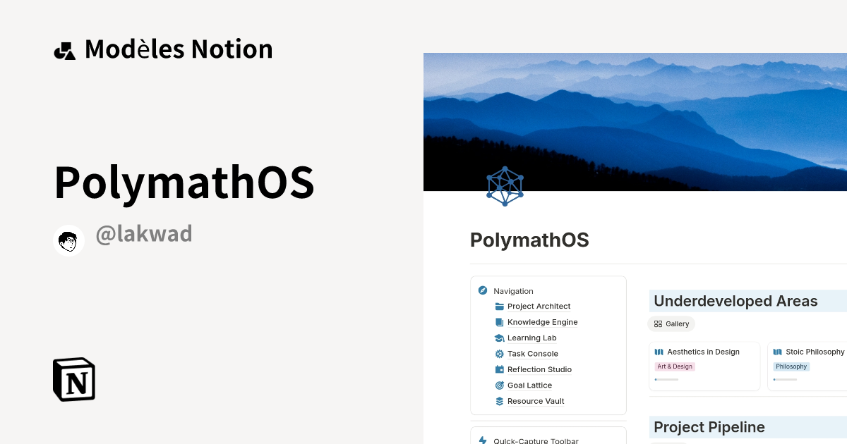 PolymathOS | Modèle créé par Lakwad | Marketplace Notion