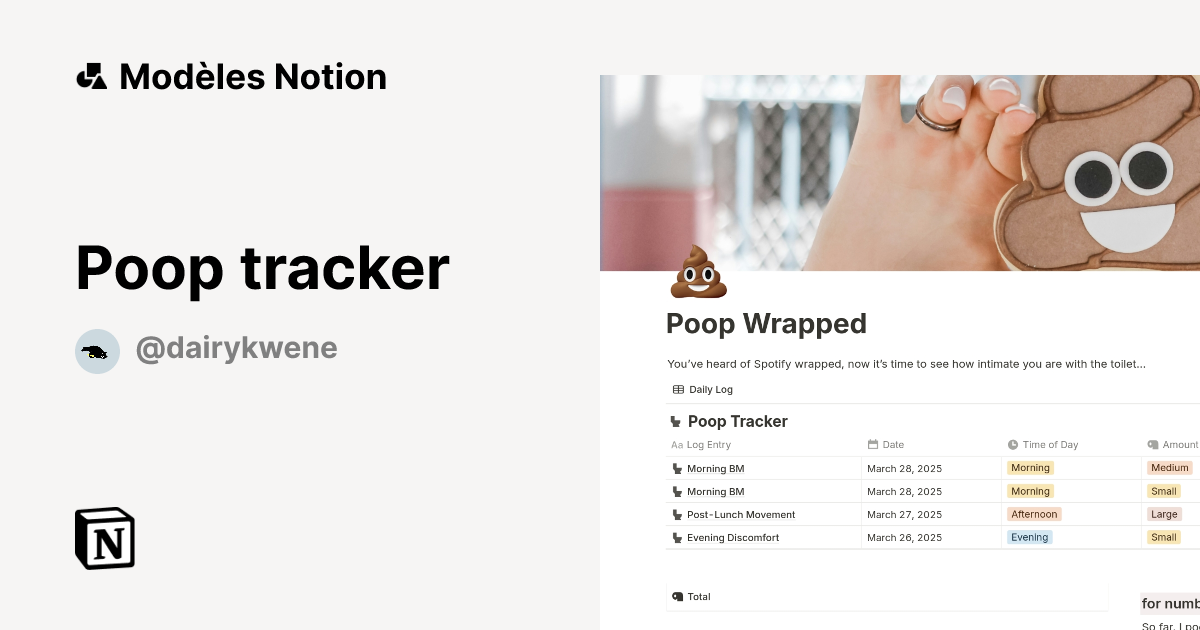 Poop tracker | Modèle créé par Fel | Marketplace Notion