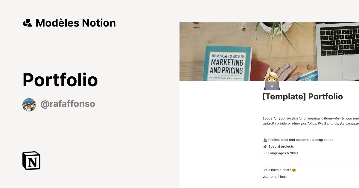 Modèle Portfolio | Marketplace Notion