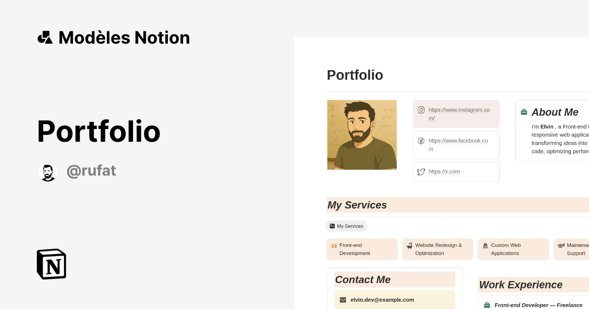Modèle Portfolio | Marketplace Notion