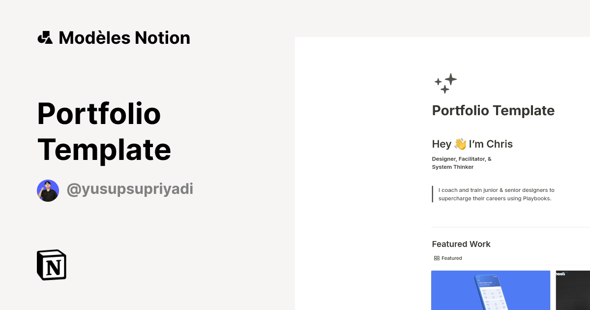 Modèle Portfolio Template | Marketplace Notion