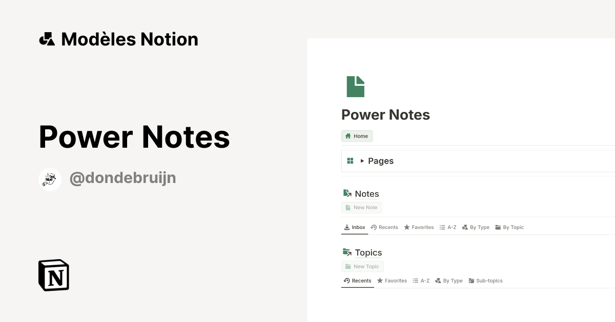 Power Notes | Modèle créé par Don de Bruijn | Marketplace Notion