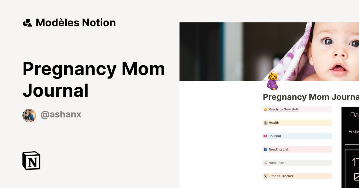 Modèle Pregnancy Mom Journal | Marketplace Notion