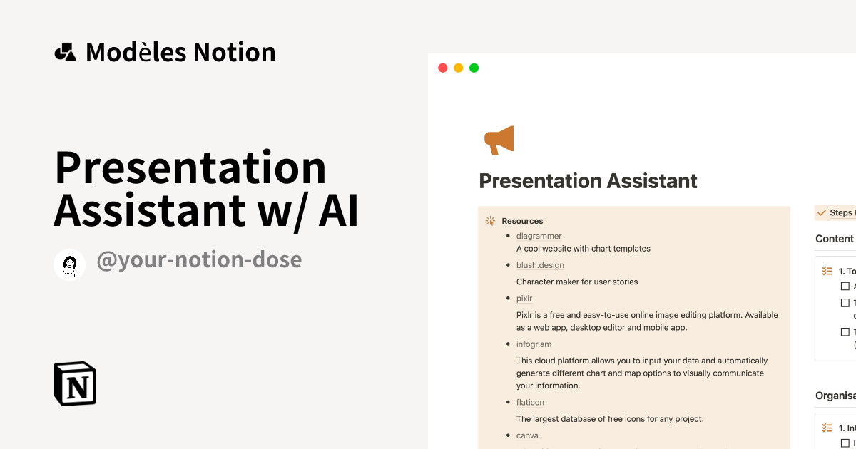Presentation Assistant w/ AI | Modèle créé par Your Notion Dose ...