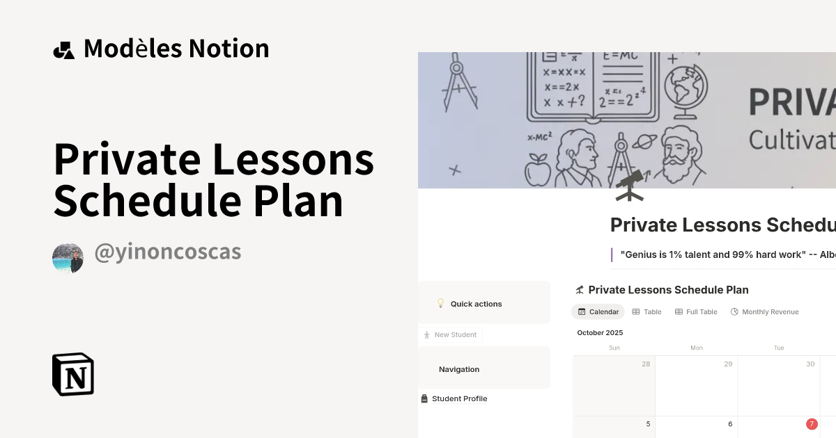 Private Lessons Schedule Plan | Modèle créé par Yinon Coscas ...