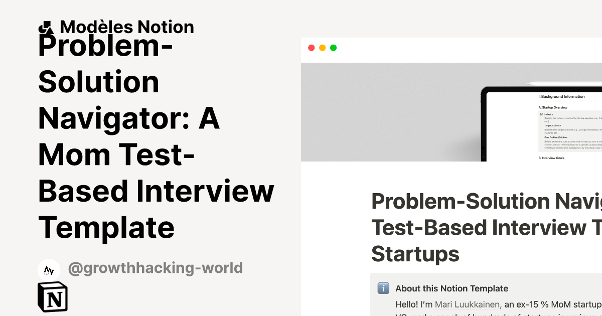 Problem-Solution Navigator: A Mom Test-Based Interview Template ...
