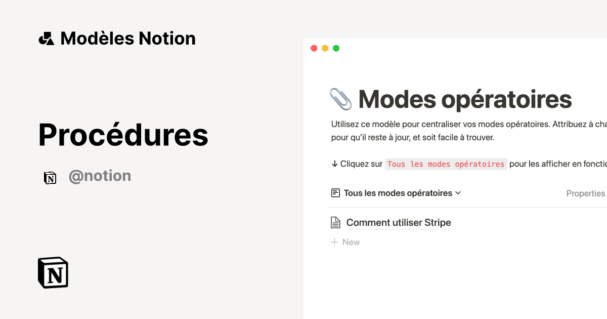 Procédures | Modèle créé par Notion | Marketplace Notion