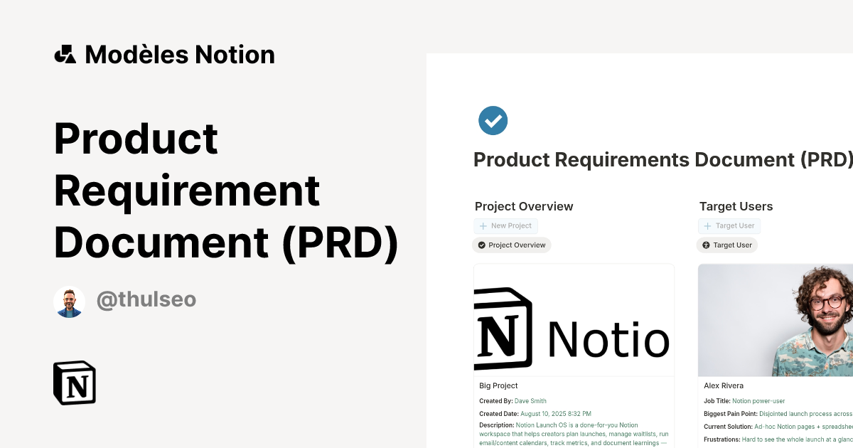 Modèle Product Requirement Document (PRD) | Marketplace Notion