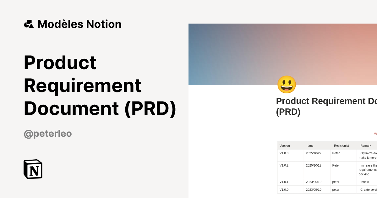 Product Requirement Document (PRD) | Modèle créé par peterleo ...