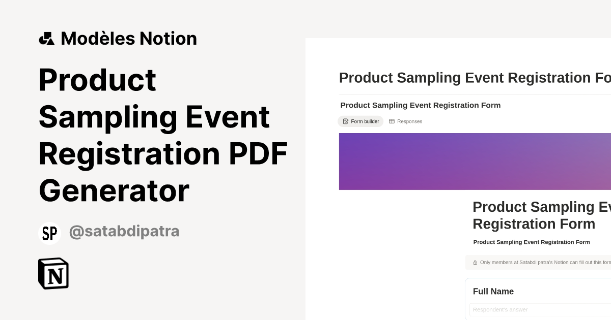 Product Sampling Event Registration PDF Generator | Modèle créé par ...