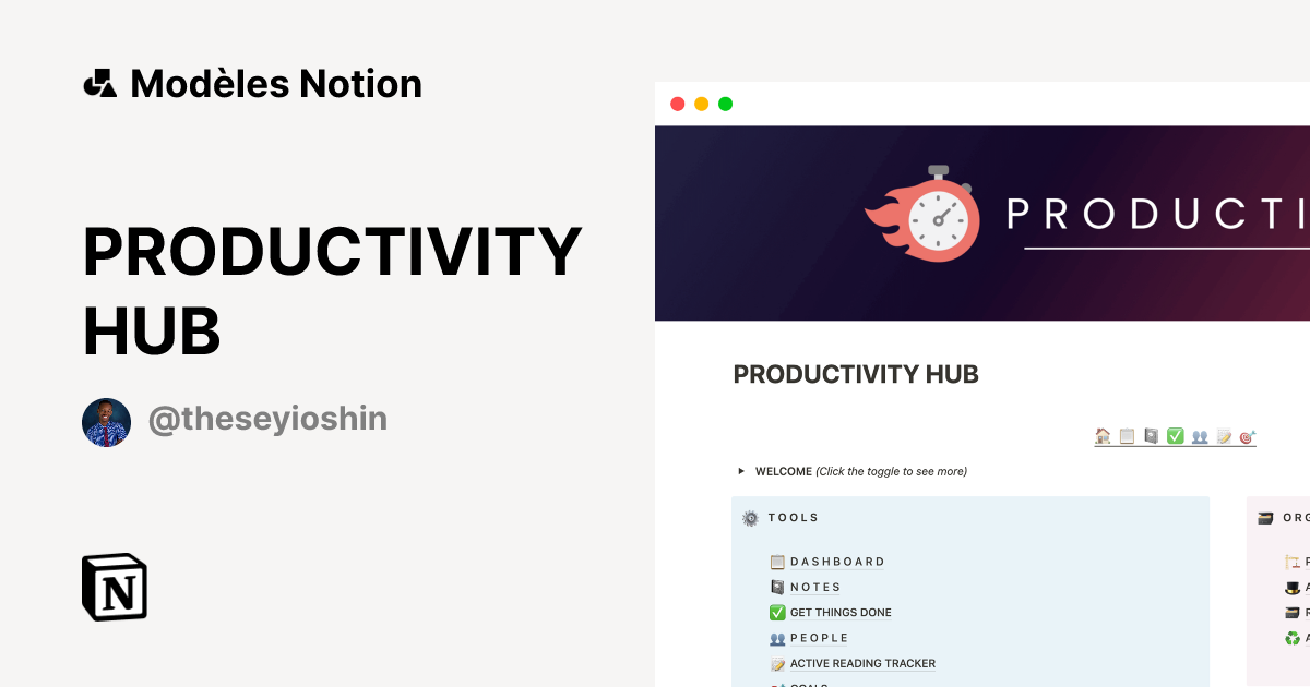 Modèle PRODUCTIVITY HUB | Marketplace Notion
