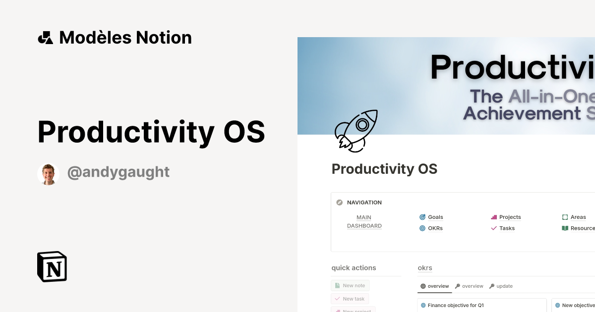 Modèle Productivity OS | Marketplace Notion