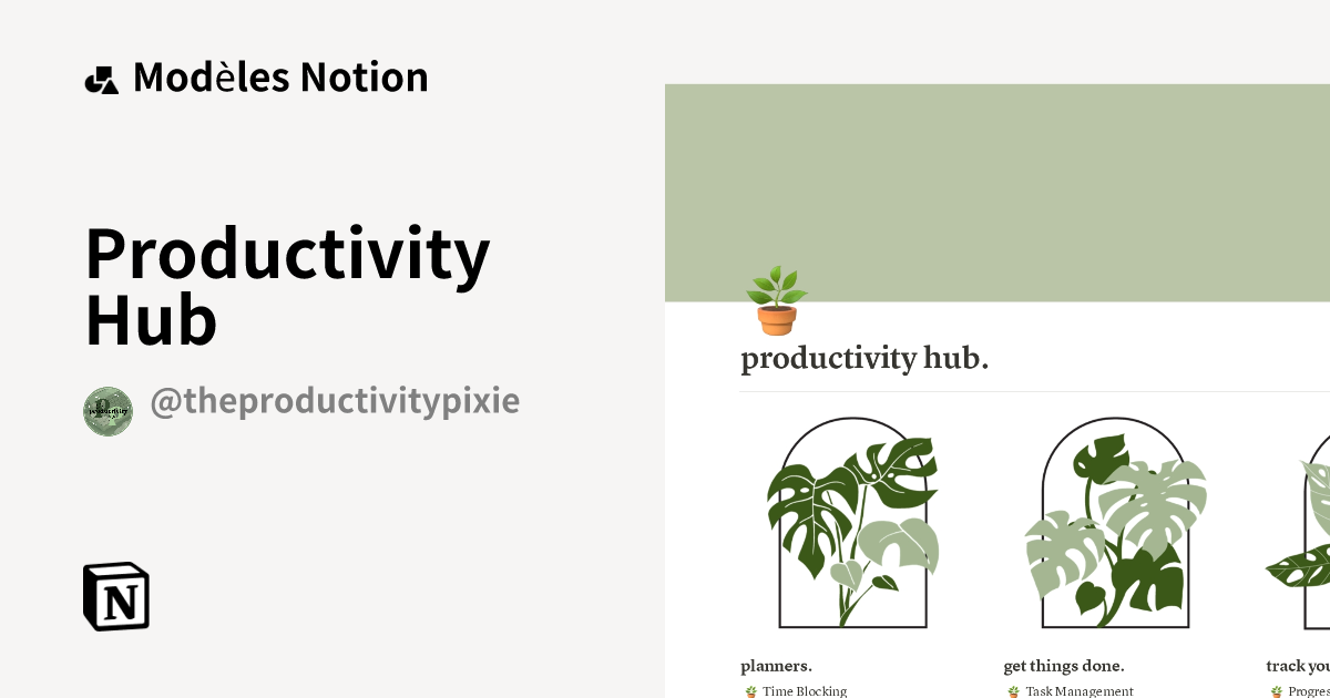 Modèle Productivity Hub | Marketplace Notion