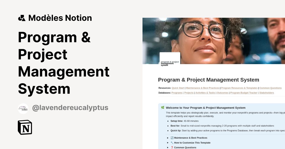 Modèle Program & Project Management System | Marketplace Notion