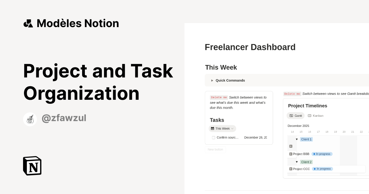 Project and Task Organization | Modèle créé par Zainab Fawzul ...