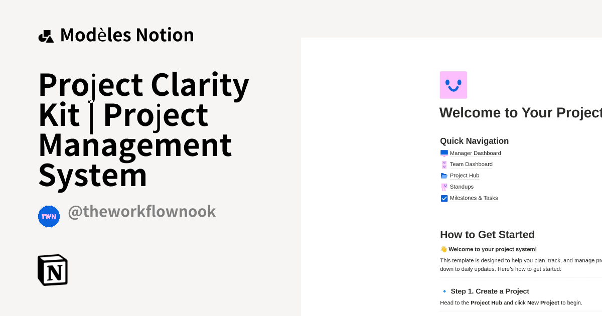 Modèle Project Clarity Kit | Project Management System | Marketplace Notion