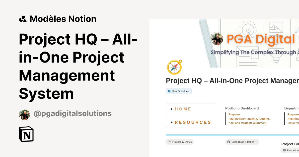 Project HQ – All-in-One Project Management System | Modèle créé par PGA ...