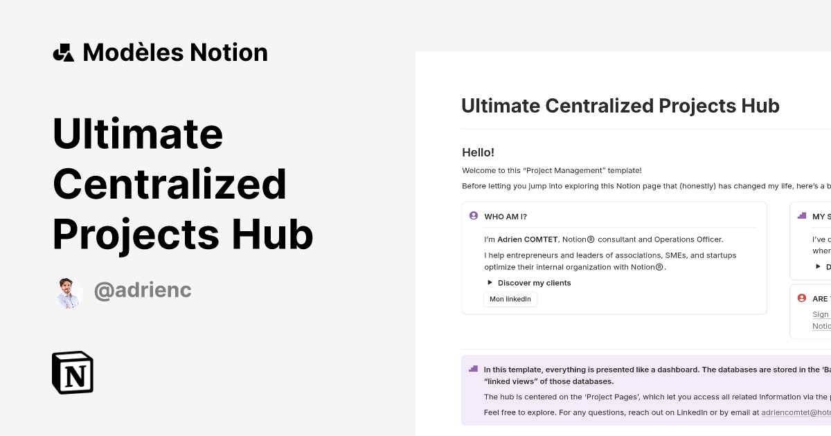 Ultimate Centralized Projects Hub | Modèle créé par Adrien.C ...