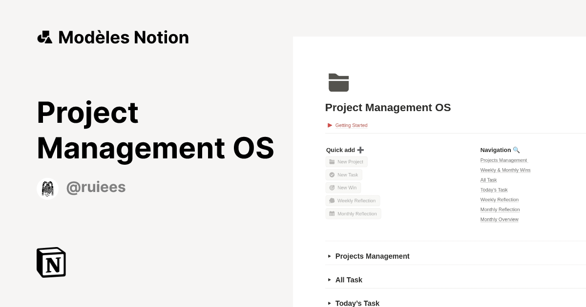 Project Management OS | Modèle créé par EnginBee | Marketplace Notion