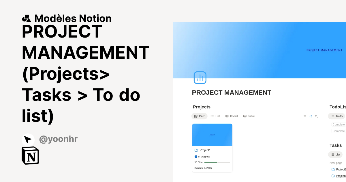 PROJECT MANAGEMENT (Projects> Tasks > To do list) | Modèle créé par ...