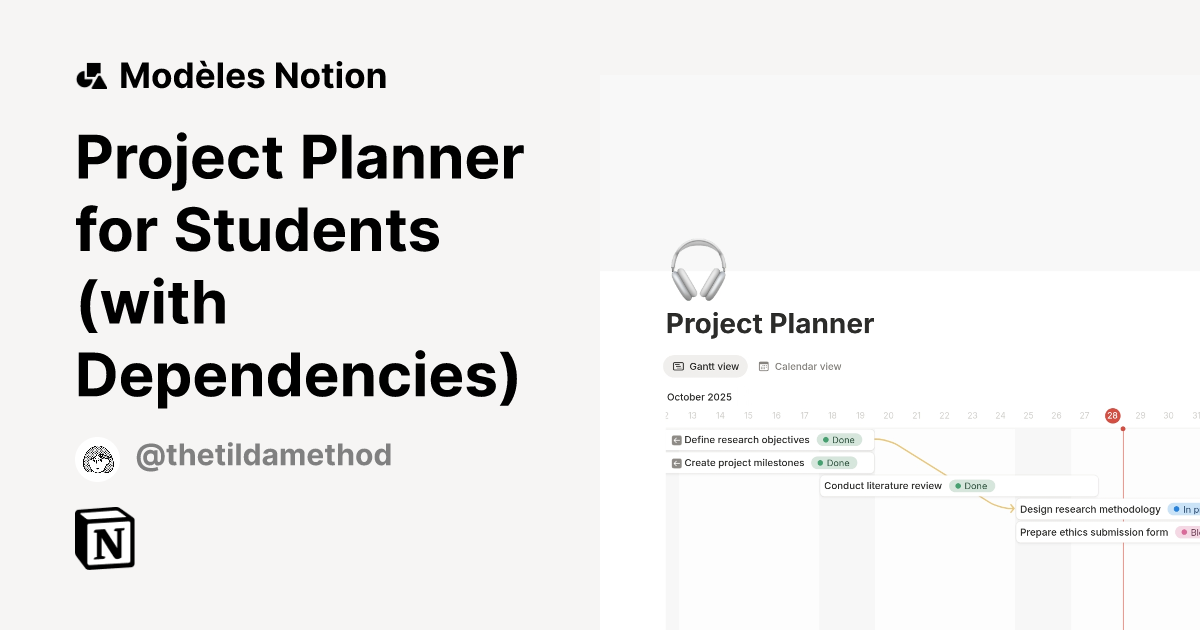 Project Planner for Students (with Dependencies) | Modèle créé par The ...