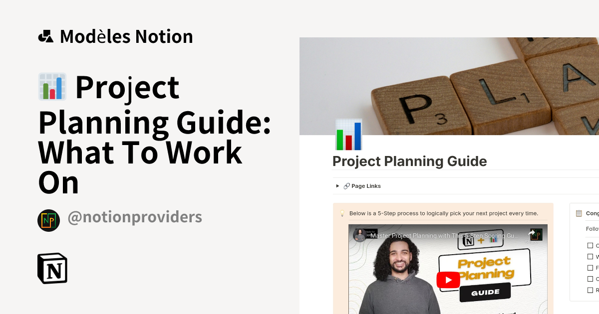 Modèle 📊 Project Planning Guide: What To Work On | Marketplace Notion