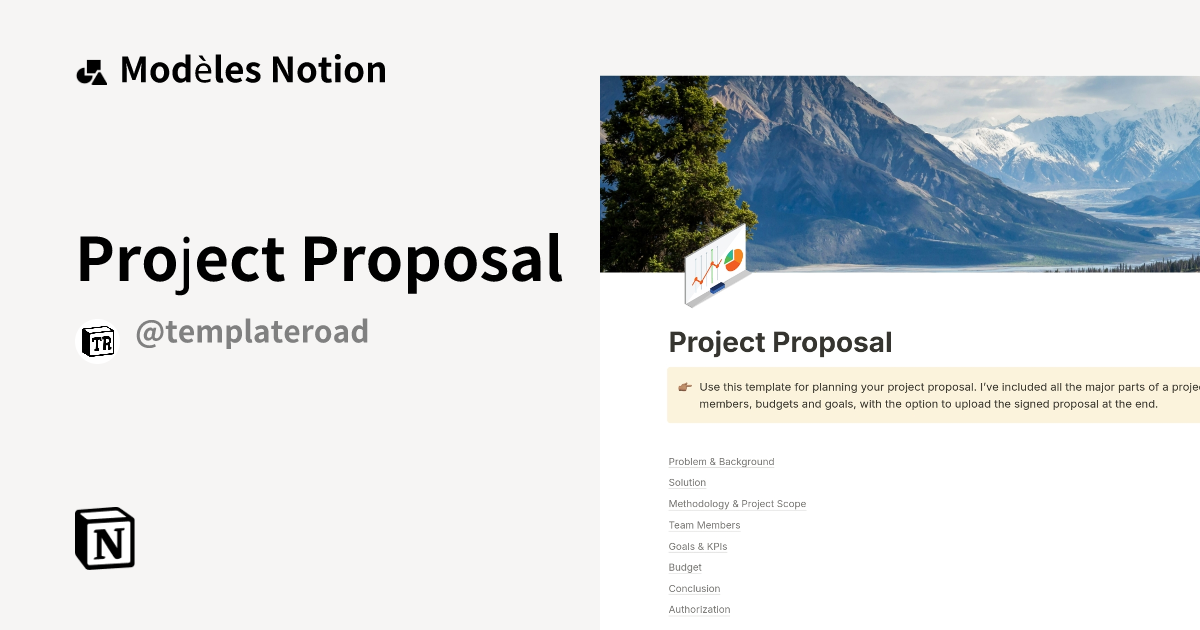 Project Proposal | Modèle créé par Template Road | Marketplace Notion