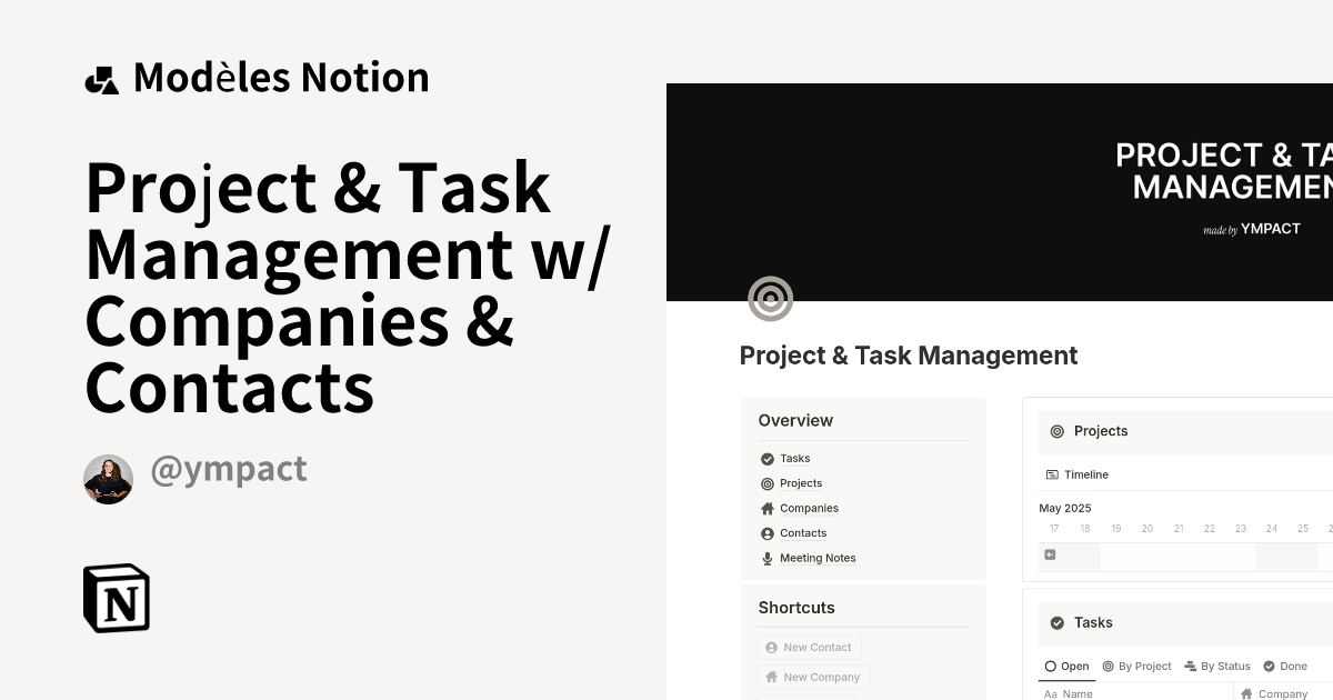 Project & Task Management w/ Companies & Contacts | Modèle créé par Yvi ...
